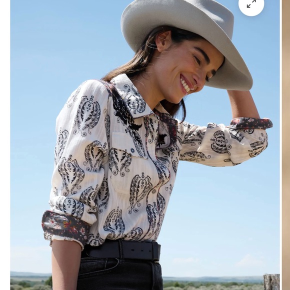 Sundance | Tops | Sundance Michaela Button Shirt Linen Blend Paisley Western | Poshmark
